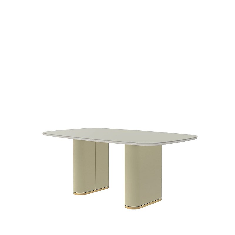 MESA LINTZ - BASE EM COURINO COM DETALHE EM AÇO DOURADO - DIMENSÃO 219 ...