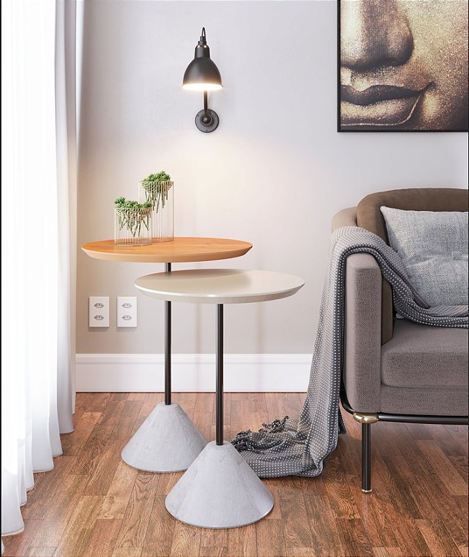 MESA LATERAL STONE RED P 41019 - 59X45 - HASTE GRAFITE - BRANCA/BRANCA ...