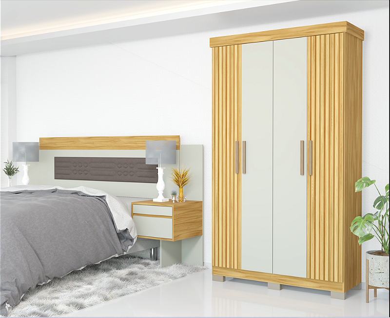 ROUPEIRO 4P MALTA NEW 1,24MT COM PES - OFF WHITE/FREIJO - Casa Guido ...