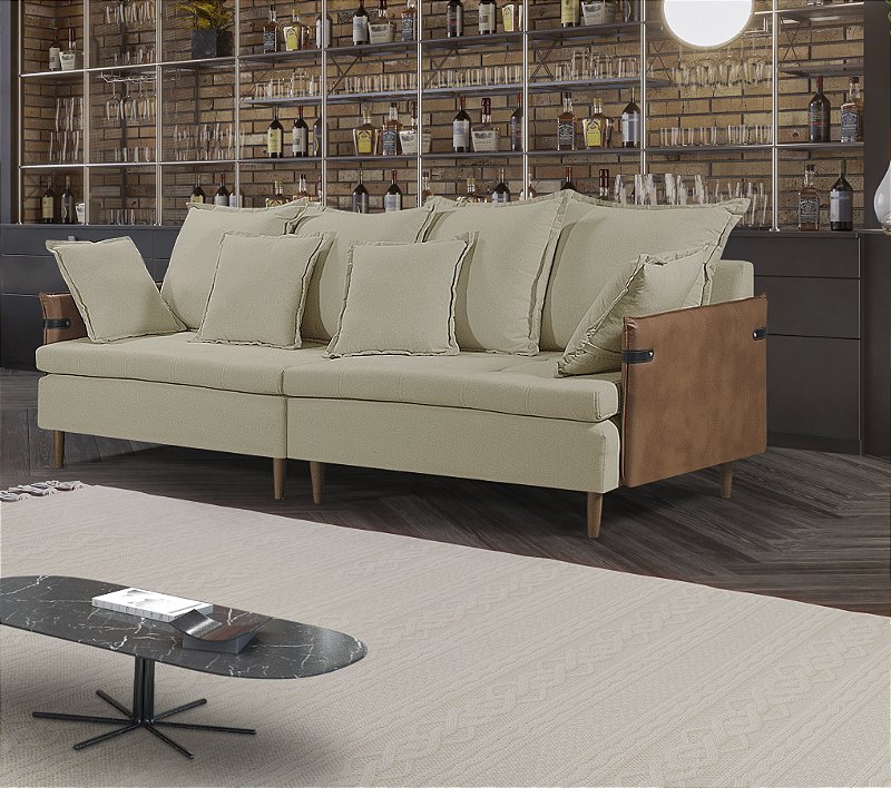 SOFA 4L AVALLON 2,50MT TECIDO LINHO K-133/K-88 - BEGE - Casa Guido ...