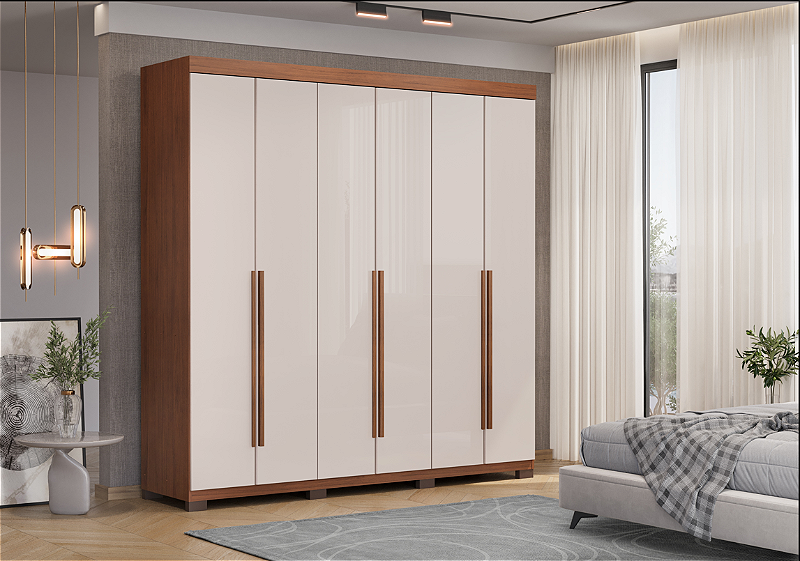 ROUPEIRO 6P BELMONTE 2,18MT COM PES - OFF WHITE/FREIJO - Casa Guido ...