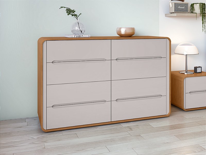 COMODA LOPAS LOOP 8GVT 1,52MT S/PES ./AMENDOA/OFF - Casa Guido - Especialista em Móveis