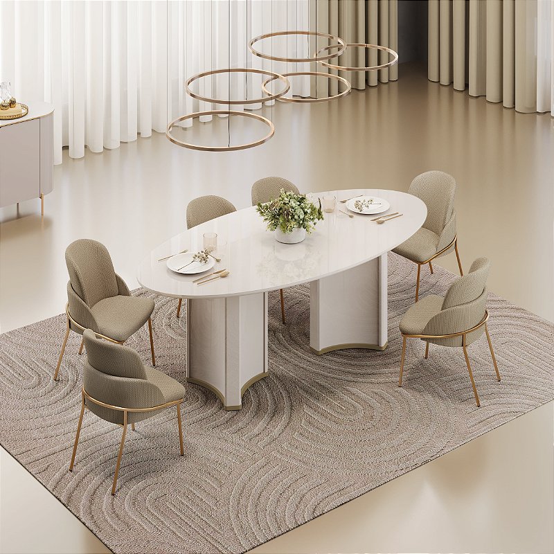 MESA DJ LIZ 2,18X1080 OVAL TP CHANF VD OFF ./OFF WHITE ./OFF - Guido ...