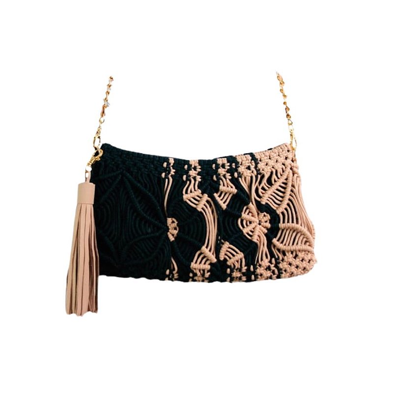 BOLSA MACRAME CRU/PRETO - OCRAFT - Loja de Presentes
