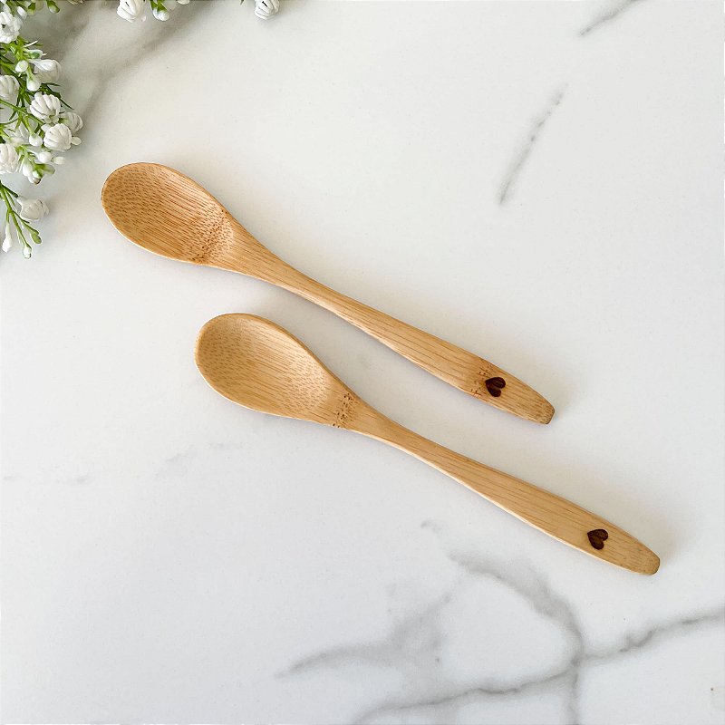 Kit 2 Colheres de Bambu 18 cm Personalizada - HOME GIFTS