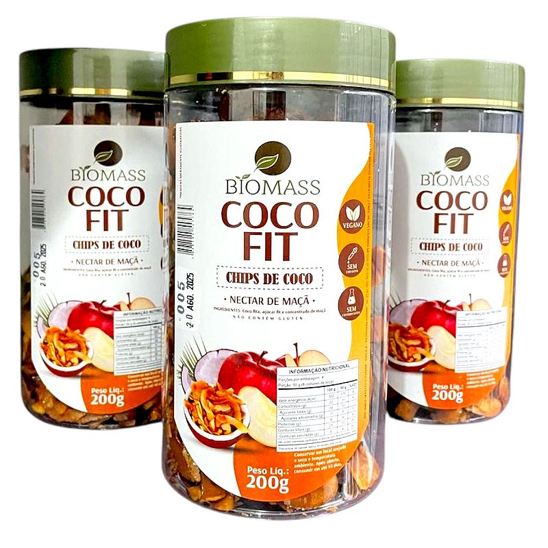 Chips de Coco Fit Pote 200g Biomass - Natunutra