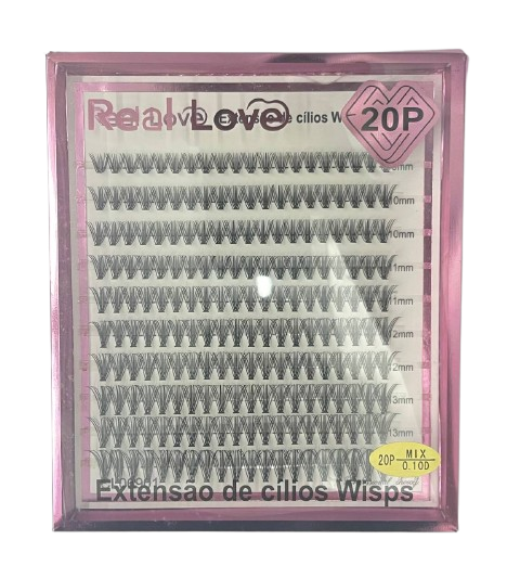 Cartela de Cílios Tufo sem Nó 20P 0.10D Mix Wisps - Real Love - Luxx ...