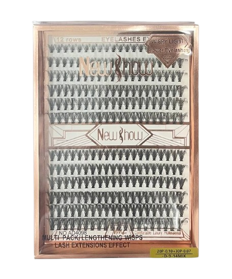 Cartela de Cílios Tufo sem Nó Wispy Light 20P 0.10D + 30P 0.07D Mix ...