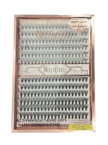 Cartela de Cílios Tufo sem Nó Wispy Light 10P 0.10D + 20P 0.10D Mix ...