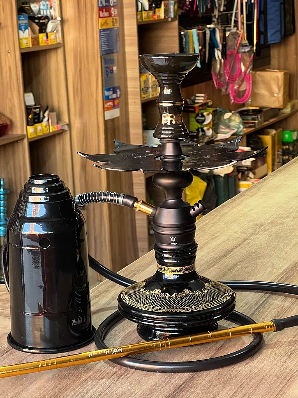 NARGUILE TRITON ZIP PRETO - KIT COMPLETO - Tabacaria Premium