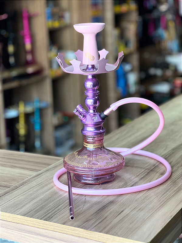 KIT NARGUILE COMPLETO ZEUS SINGLE - ROSÊ METALIZADO - Tabacaria Premium