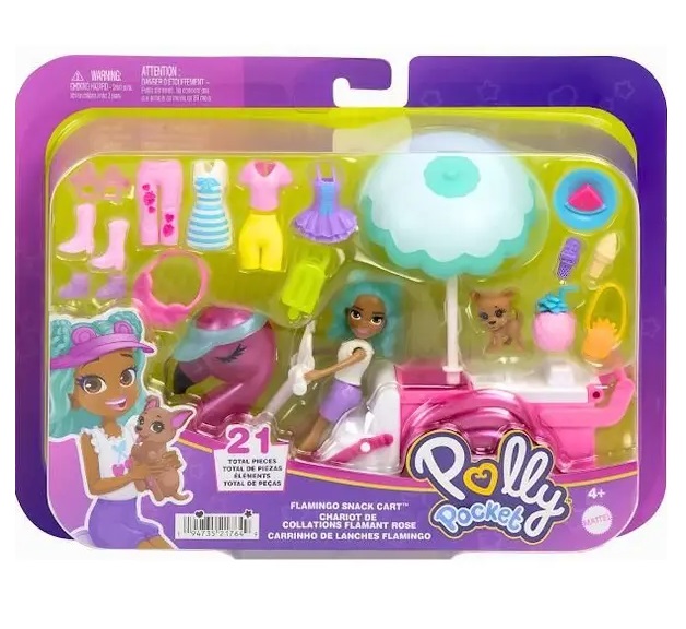 Polly Pocket Carrinho de Flamingo HWP24 - Mattel - Happily Brinquedos