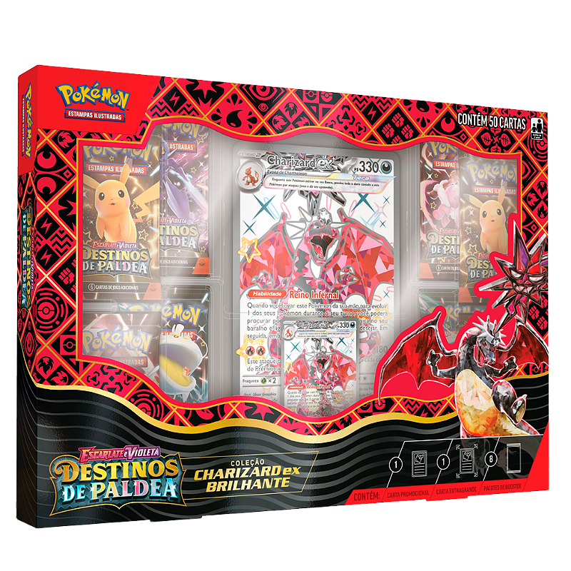 Destinos de Paldea - Charizard ex Brilhante - Box Coleção - Pokémon ...