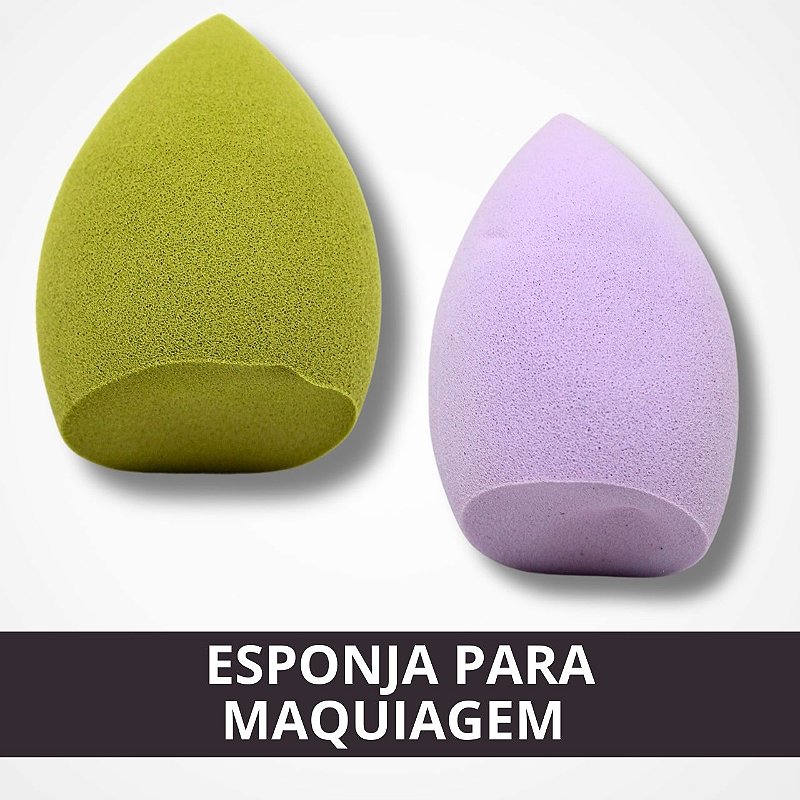 Esponja de Maquiagem Em Gota Chanfrada - Verde e Roxo - Patricinha