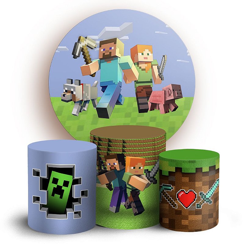 KIT Redondo e Trio - Minecraft - Sublimado 3D - Sublitex painéis