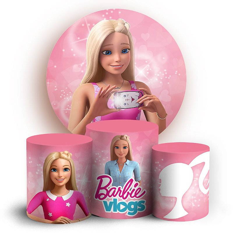 Barbie Capas Painel Redondo com Trio de Cilindros Sublimados Pegue e ...