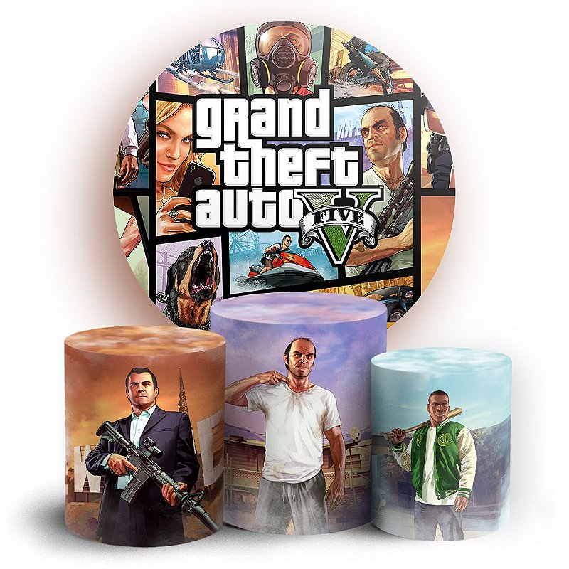 GTA 5 Capas Painel Redondo com Trio de Cilindros Sublimados Pegue e ...
