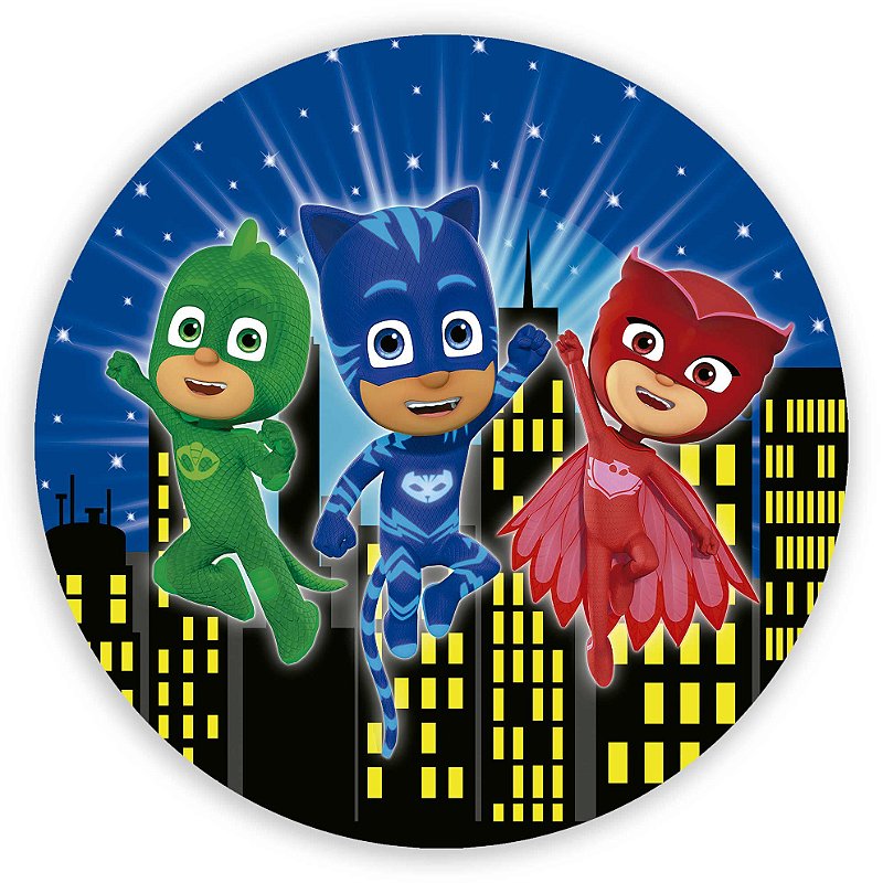 PJ Mask Capa Painel Redondo Sublimado Pegue Monte - Sublitex Painéis