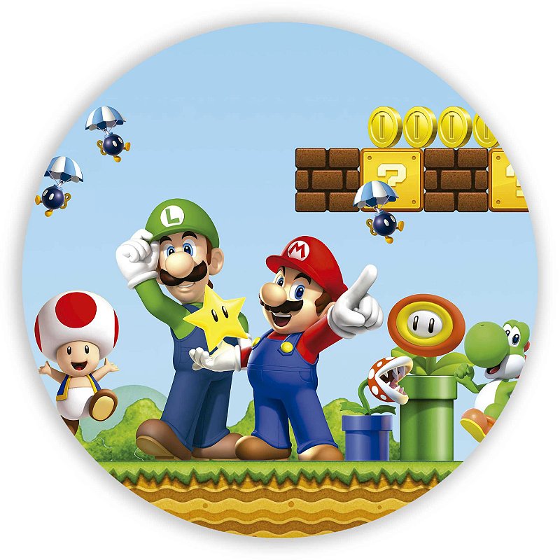 Super Mario Capa Painel Redondo Sublimado Pegue Monte - Sublitex Painéis