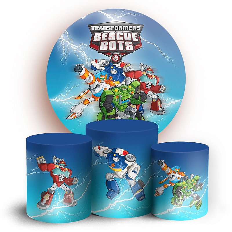KIT Redondo e Trio - Transformers Rescue Bots - Sublimado 3D - Sublitex ...