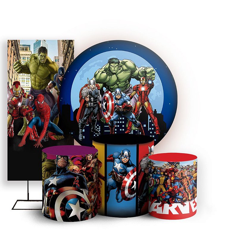 KIT Redondo Trio e Faixa - Herois - Sublimado 3D - Sublitex painéis