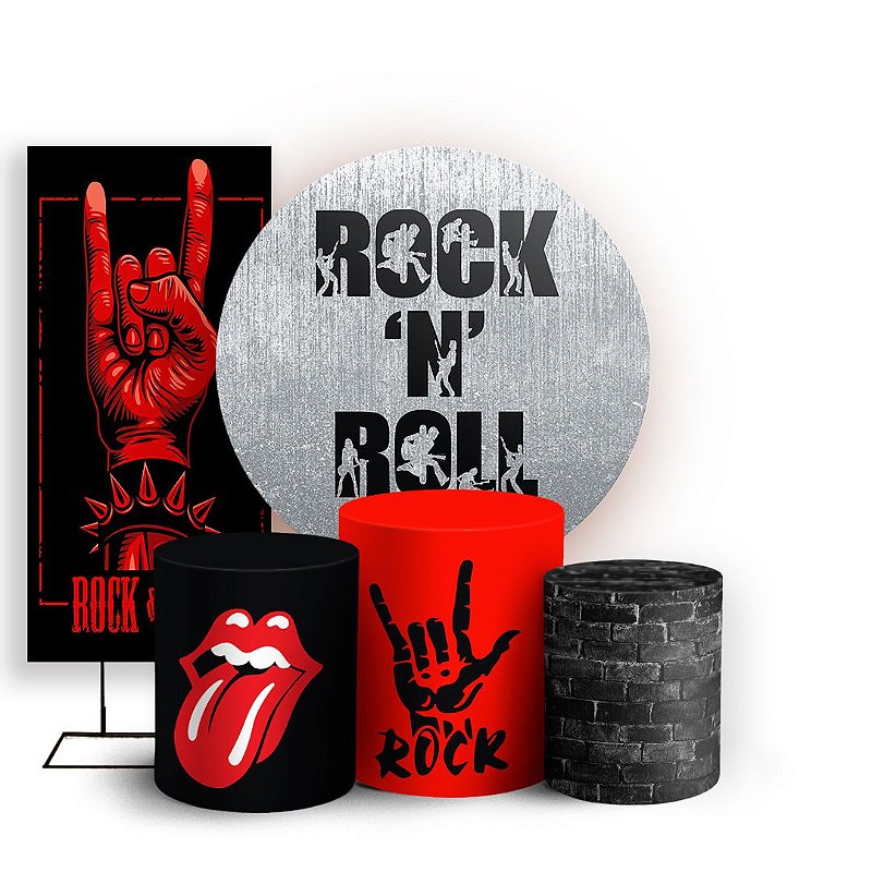 KIT Redondo Trio e Faixa - Rock Roll - Sublimado 3D - Sublitex, painéis ...