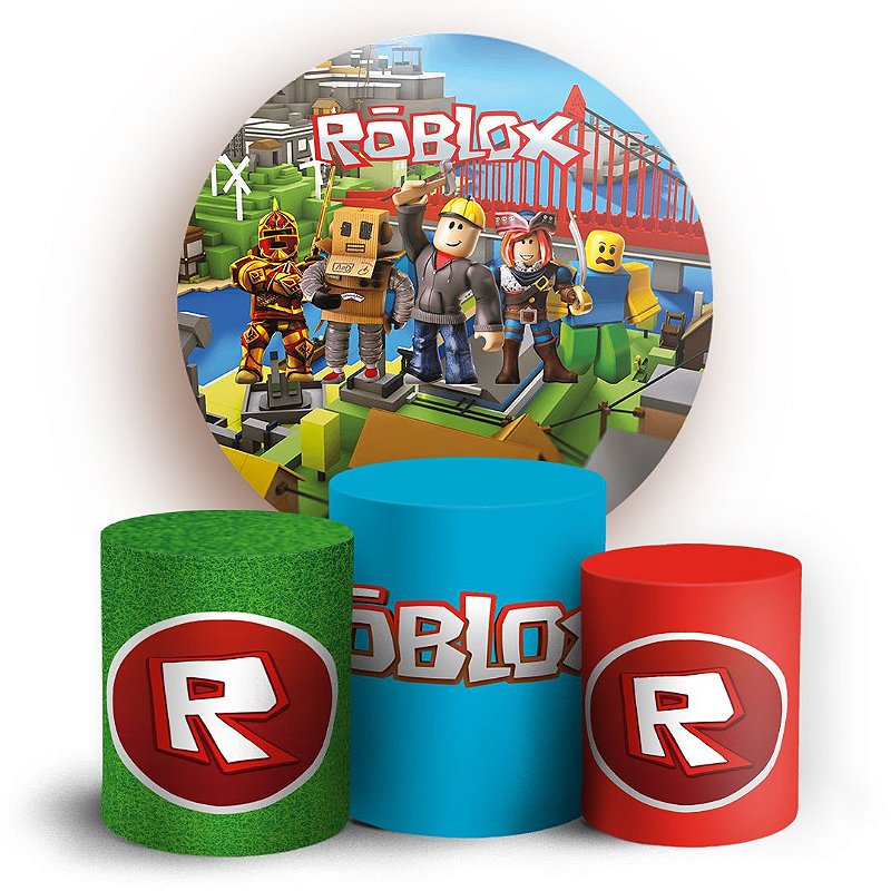 Roblox Capas Painel Redondo com Trio de Cilindros Sublimados Pegue e ...