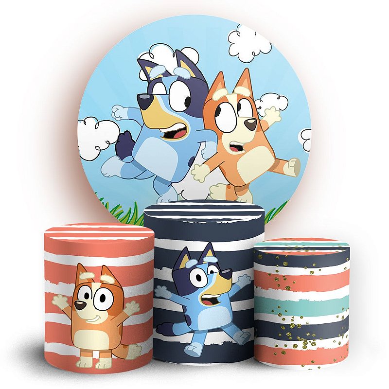 Bluey Capas Painel Redondo com Trio de Cilindros Sublimados Pegue e ...