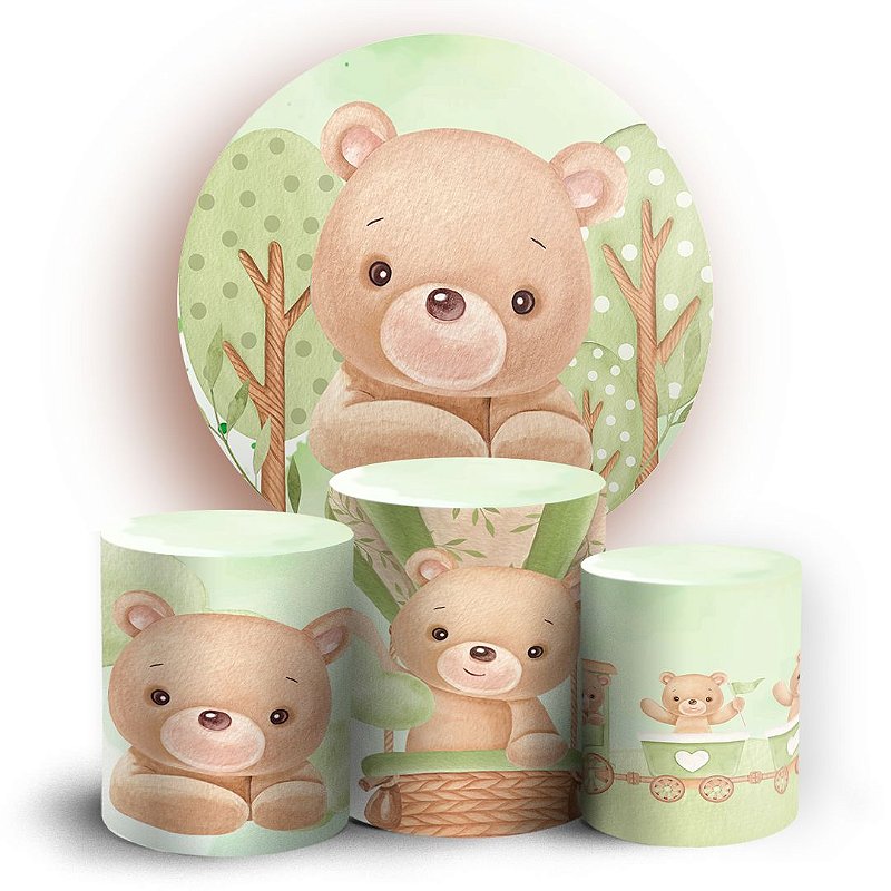 KIT Redondo e Trio - Urso Verde - Sublimado 3D - Sublitex painéis