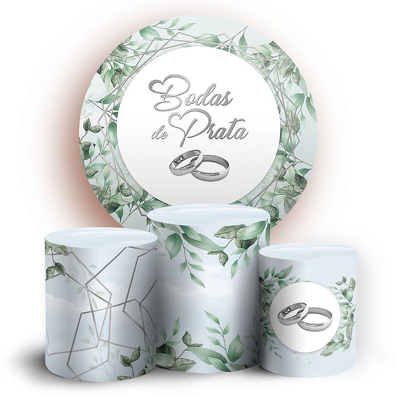 KIT Redondo e Trio - Bodas de Prata - Sublimado 3D - Sublitex, painéis sublimados