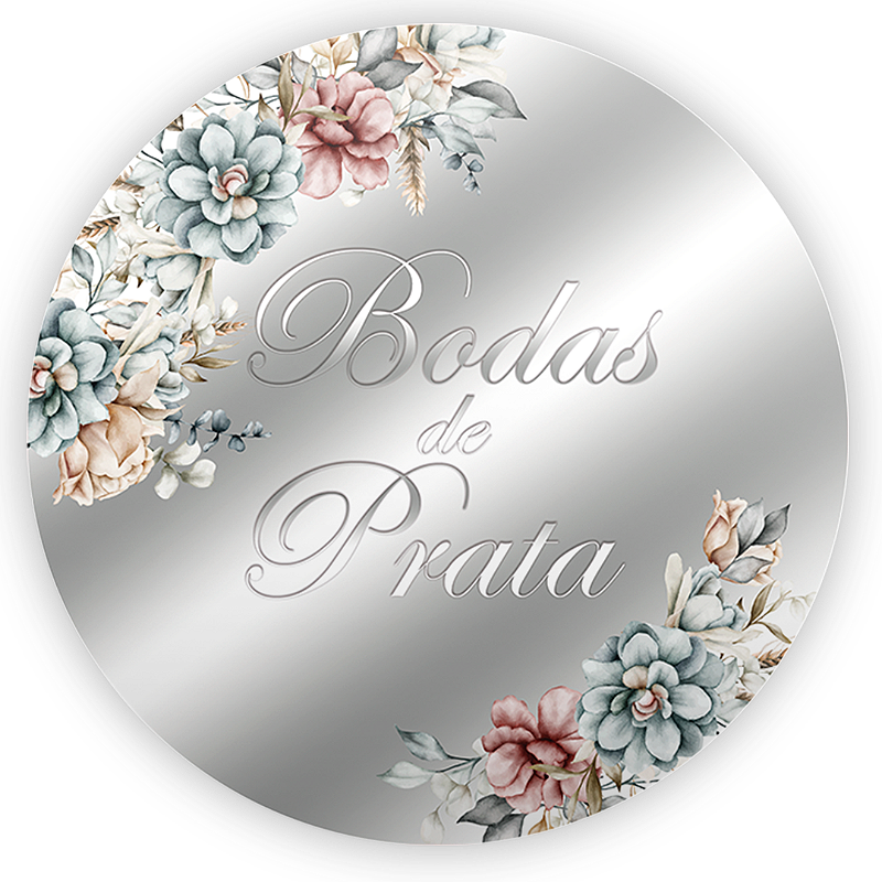 Bodas de Prata Capa Painel Redondo Sublimado Pegue Monte - Sublitex Painéis