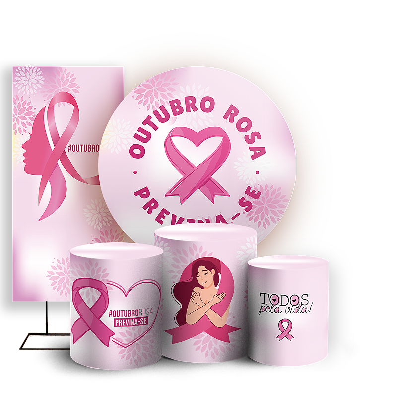 KIT Redondo Trio e Faixa - Outubro Rosa - Sublimado 3D - Sublitex ...