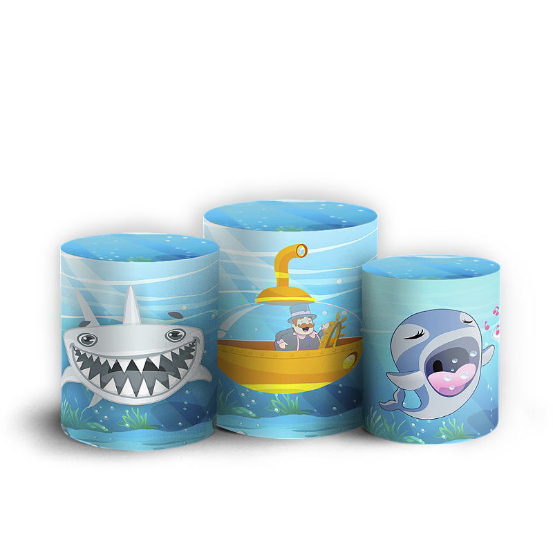 Trio Cilindro - Bita Fundo Do Mar - Sublimado 3D - Sublitex painéis