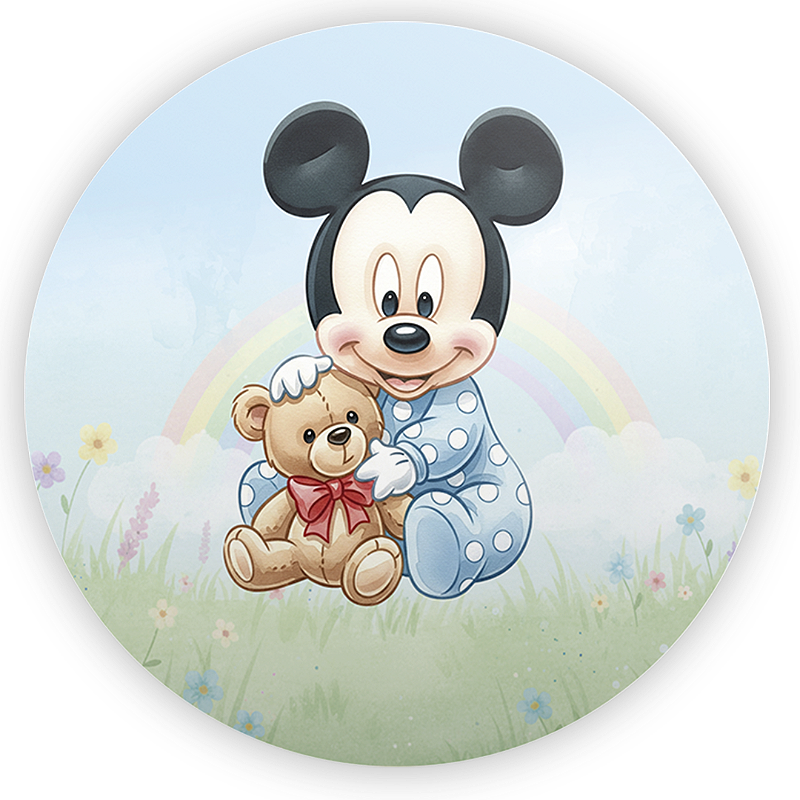 Painel Redondo - Mickey Baby Azul - Sublimado 3D - Sublitex painéis