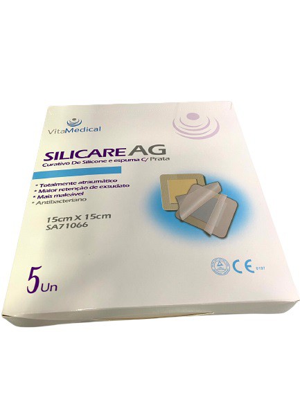 Curativo de Silicone Com Prata e Espuma Aderente Silicare AG 15cm x ...