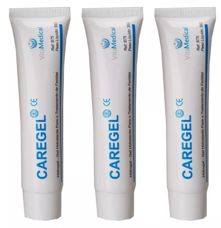 Kit com 3 Tubos Curativo Hidrogel para Tratamento de Feridas Caregel ...
