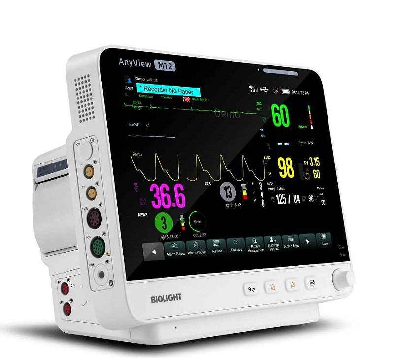 Monitor Multiparamétrico M12 (SPO2-ECG-PNI-TEMP-RESP) TELA 12 ...