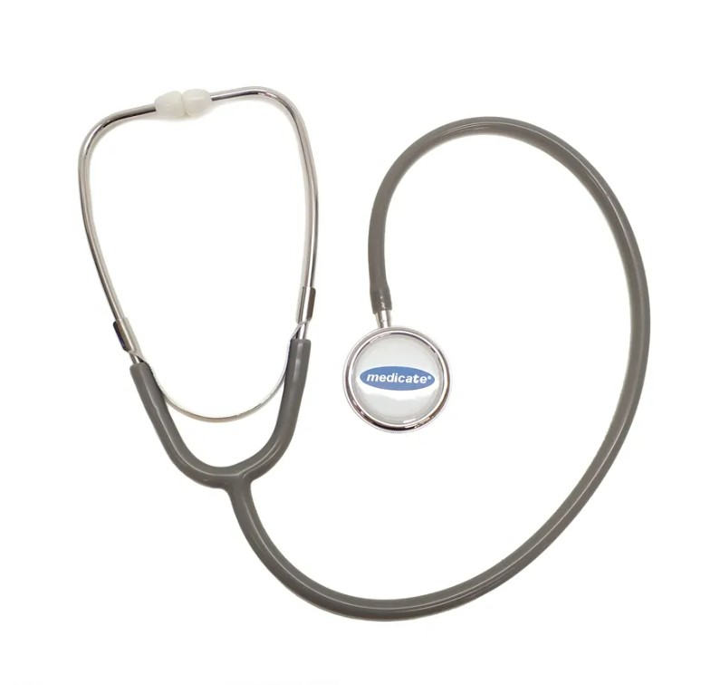 Estetoscópio Duplo Adulto Cinza - Medicate - Cirúrgica Salutar ...