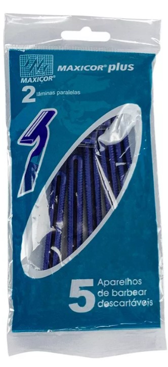 Aparelho de Barbear Descartável C/2 Lâminas Pacote C/5 Unidades ...