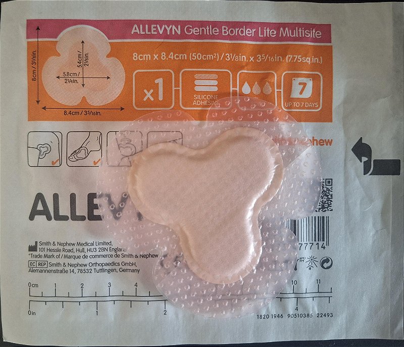Curativo Allevyn Gentle Border Lite Multisite 8cm x 8,4cm Unidade ...