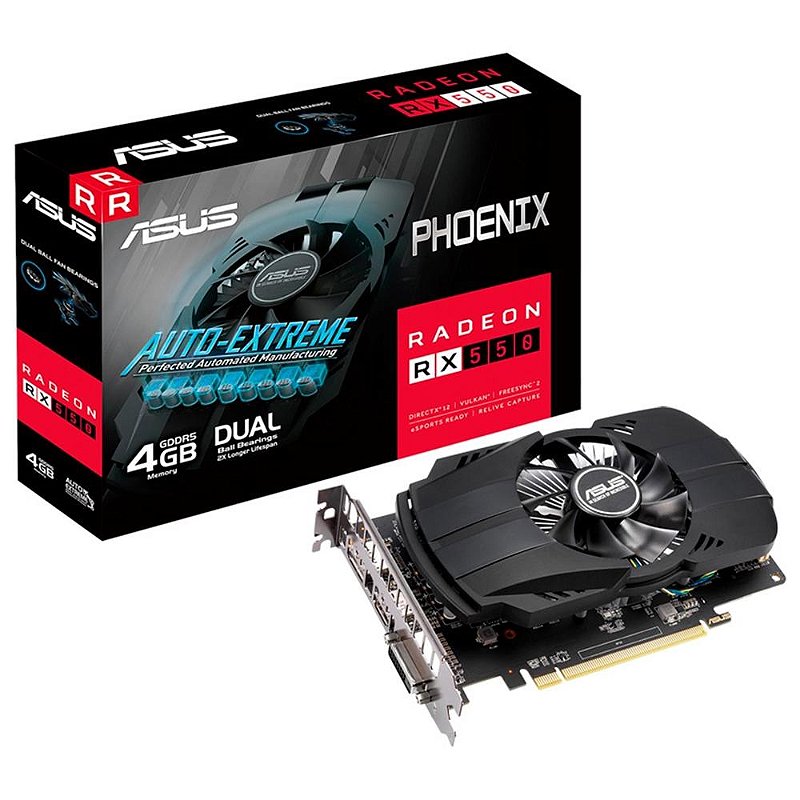Placa de Vídeo RX 550 Asus Phoenix AMD Radeon, 4GB, GDDR5 - PH-RX550-4G ...