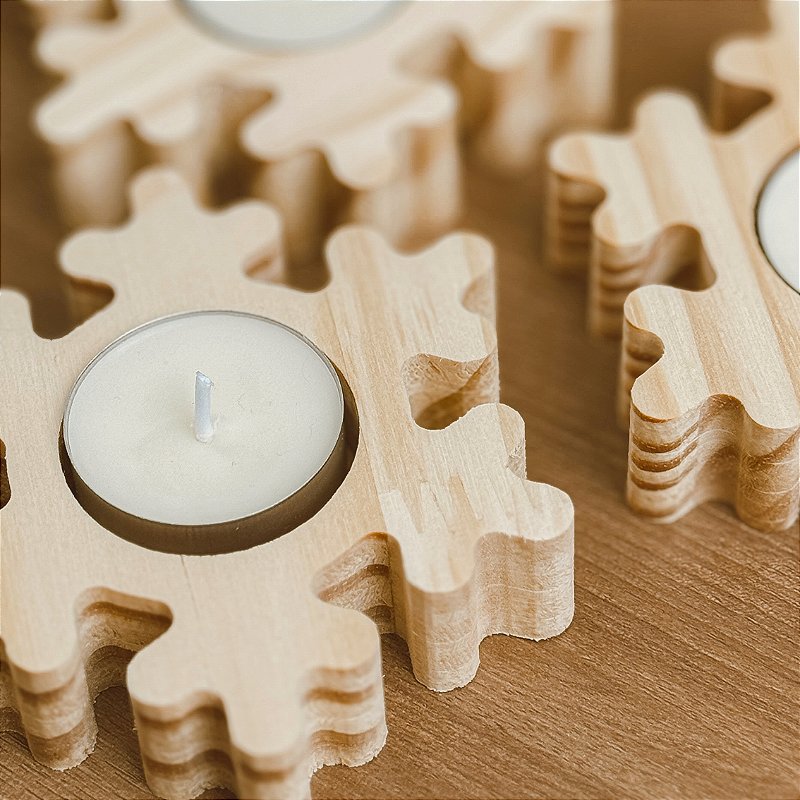 Floco de neve madeira com vela - Velas Inspire