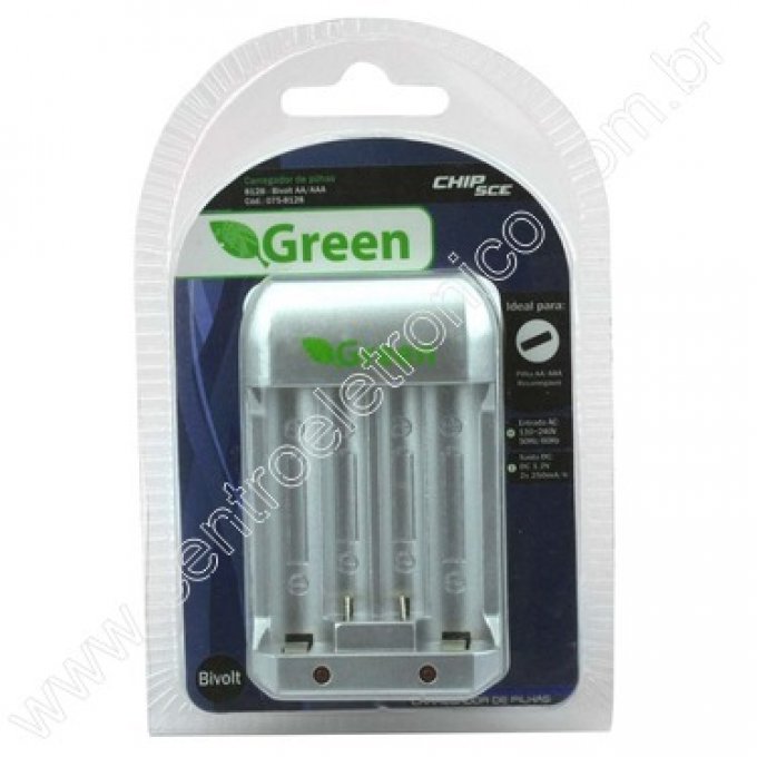 Carregador 1,2v Aaax4 S/bat Green Biv - Centro Eletrônico Uberlândia