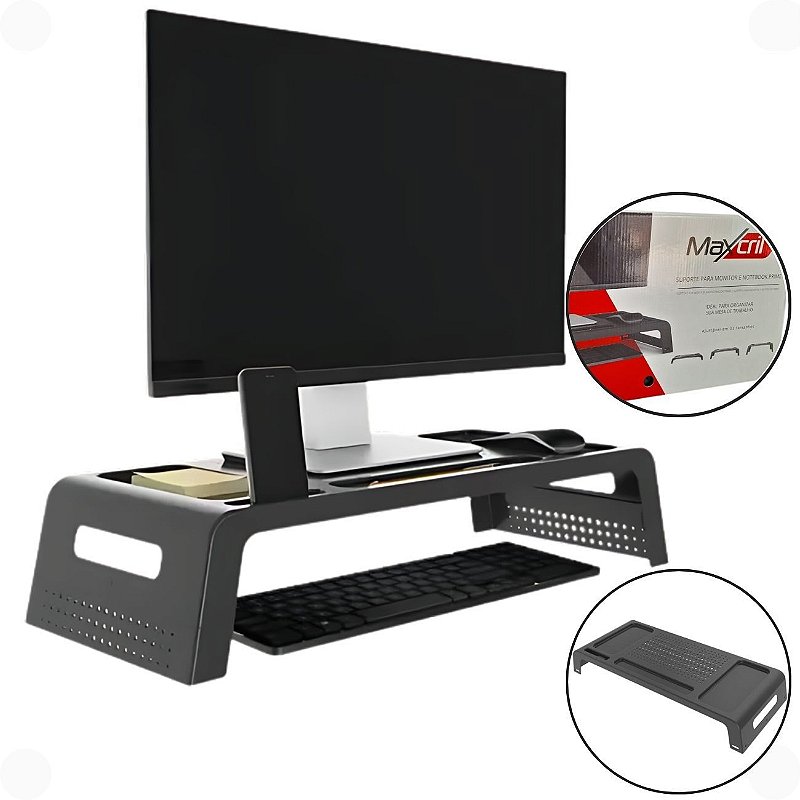Suporte para Monitor ou Notebook Prime Preto Maxcril - Loja Kento ...