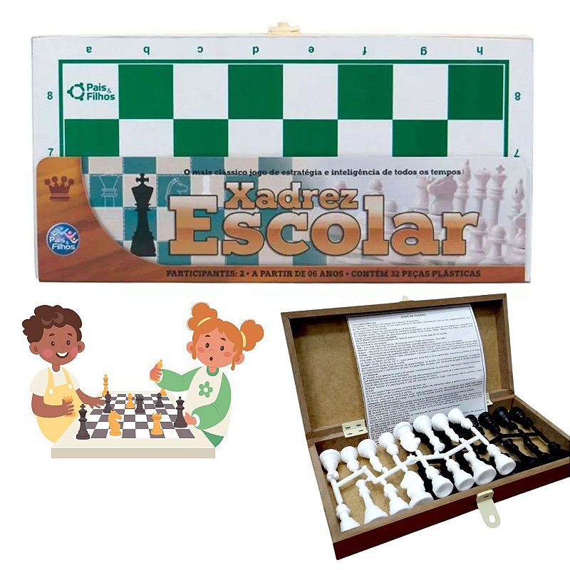 Jogo de Xadrez Escolar Pais e Filhos - Loja Kento - Papelaria, material ...