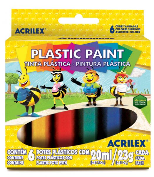 Tinta Plástica 6 Cores Sortidas 20ml Acrilex - Loja Kento - Papelaria ...