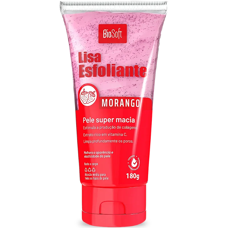 Esfoliante Morango Corpo E Rosto 180g Bio Soft - Compre Aqui Todos os ...