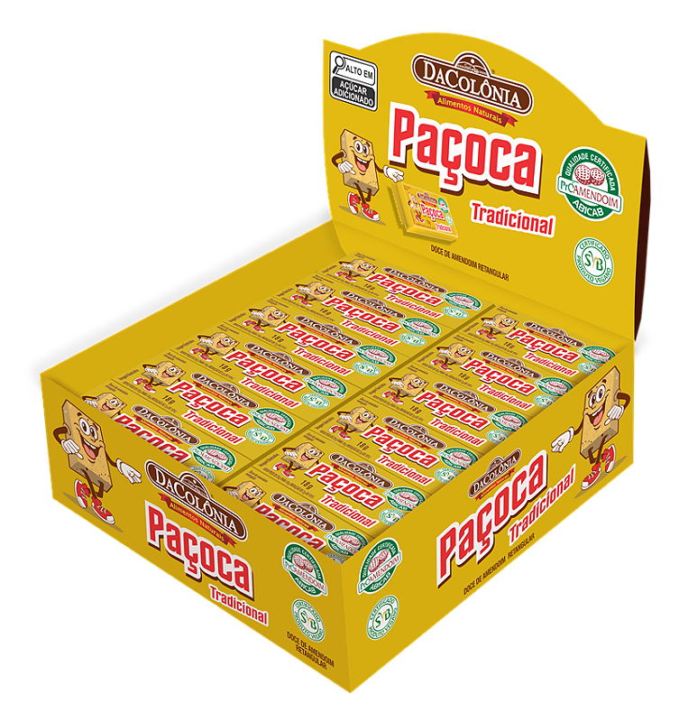 Paçoca Retangular Tradicional Display 432g c/ 24un - Loja virtual ...