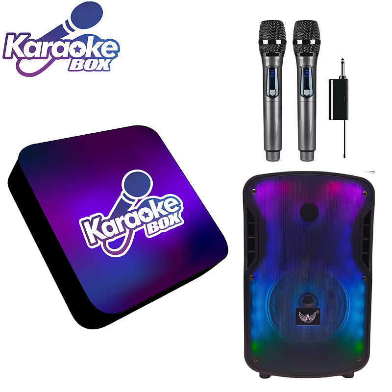 Karaokebox Caixa de Som Microfones sem fio Turbinado - KARAOKE BOX