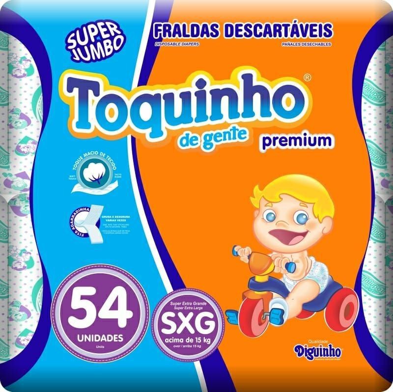 Fralda Toquinho Premium Tamanho SXG Com 54 unidades - Emporium das Fraldas